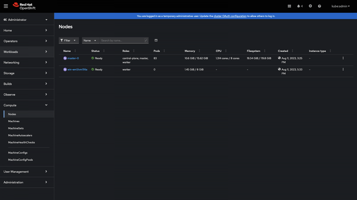 Quick start guide to the smallest OpenShift cluster for Windows workload