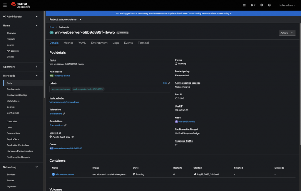 Quick start guide to the smallest OpenShift cluster for Windows workload